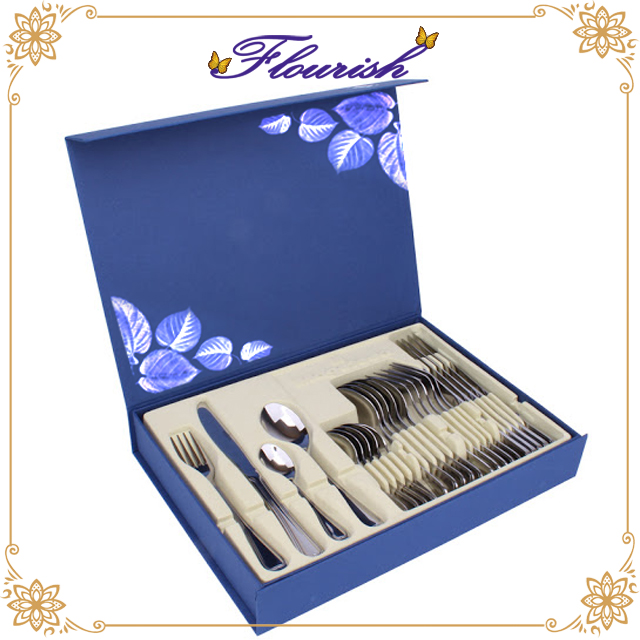 Elegant Navy Color Rigid Cardboard Cutlery Packaging Box with Insert ...
